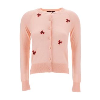 Simone Rocha Verzierter klassischer Merino-Seiden-Strickjacke - - Knitwear - Damen - Rosa - M