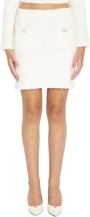 Self Portrait Femme, Jupes, Blanc, Taille: 40 FR Mini-jupe en maille textur&eacute;e