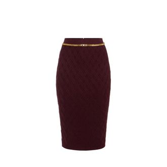 Elisabetta Franchi Femme, Jupes, Brun, Taille: 38 FR Jupe en maille avec détails de diamants et de bijoux