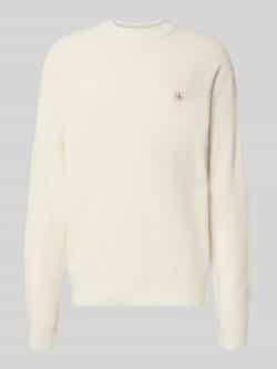 Calvin Klein Jeans Strickpullover mit Strukturmuster und Rundhalsausschnitt