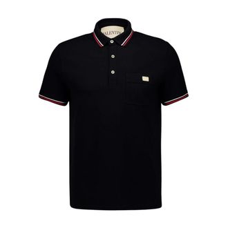 Valentino Garavani Piqu&eacute; Polo Shirt mit Vlogo-Patch - - Tops - Herren - Schwarzk - XL