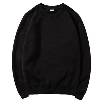 Generic Sweat-shirt à épaules tombantes et col rond surdimensionné à manches longues pour homme, ample, décontracté, couleur unie, Noir, M