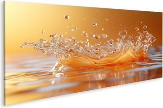 Islandburner Bild auf Leinwand Fl&uuml;ssige Gold Wassertropfen und Spritzer f&uuml;r Wohnzimmer Kunstliebhaber Bilder Wandbilder Poster