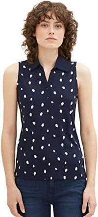 Tom Tailor 1037379 Polo, 32674 - Bleu Marine Offwhite Dot Design, M Femme