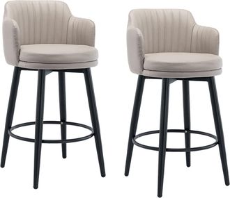 Generic Drehbarer Barhocker, 2er-Set mit R&uuml;ckenlehne, K&uuml;chenbarhocker, Tresenhocker mit Armlehnen, Metallbeine