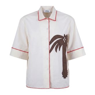ottod'Ame Femme, Blouses et Chemises, Multicolore, Taille: 38 FR Chemise Brod&eacute;e &agrave; Manches Courtes