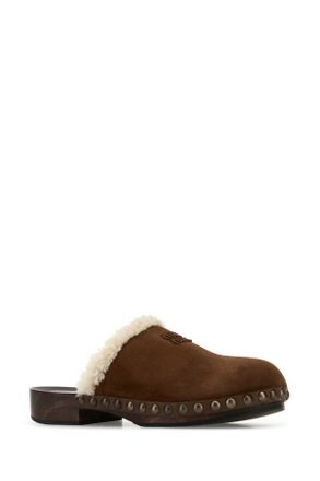 Miu Miu Womens Brown Suede Clogs Cacao Scarpe Con Tacco High Heel Shoes