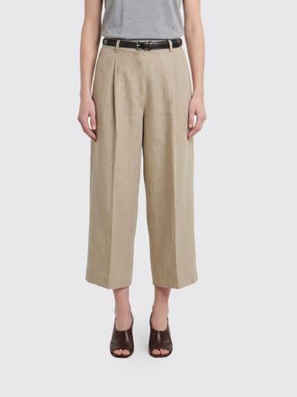 Toteme Pantalon court droit en lin &agrave; taille haute et pinces