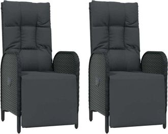 vidaXL Vidaxl - Chaises inclinables dext&eacute;rieur et coussins lot de 2 Poly rotin