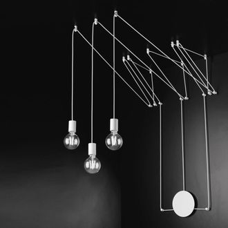 Luce-Ambiente-Design Habitat Ceiling Light with Adjustable White Cables Three Light Points