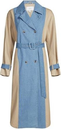 Vila Trench-coat &agrave; empi&egrave;cements denim en coton