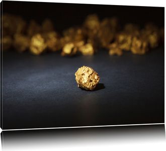 Pixxprint Goldnugget, Gr&ouml;&szlig;e: 120x80cm, Leinwandbild, fertig gespannt, Wandbild, Dekoration, Kunstdruck, kein Poster
