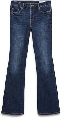 Vero Moda Vmflash Mr Flared Jeans Li3303 GA Noos, Bleu foncé Denim, M / 32L Femmes