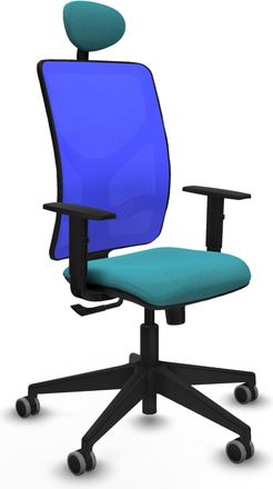 Piqueras y Crespo Drehstuhl mit Rollen und 1D-Armlehnen, h&ouml;henverstellbare Lendenwirbelst&uuml;tze und festes Kopfteil, ausgestattet mit 3 Positionen und Schneideschaum, Bla