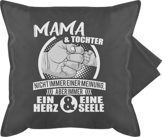 Shirtracer Kissenbezug - Mama & Tochter Immer EIN Herz & eine Seele - 50 x 50 cm - Grau - Geschenk Mutter mom Mama- kuschelkissen Geschenke für Mamas Mutti Mutte
