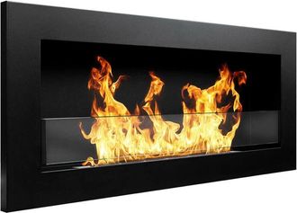 Dmora Bioethanol-Kamin Coprincipi, &Ouml;kologischer Kamin, Rauchfreies Feuer, Heizung mit Ethanol, Made in Italy, 12x90 h40 cm, Schwarz - Dmora