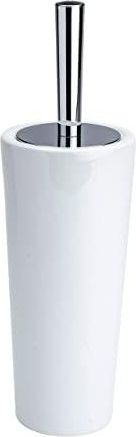 WENKO Keramik WC-Garnitur Mod. Coni geschlossener Toilettenbürstenhalter mit schwarzem Bürstenkopf Ø 7,5 cm in elegantem Weiß Maße Ø 11,5 x 37 cm
