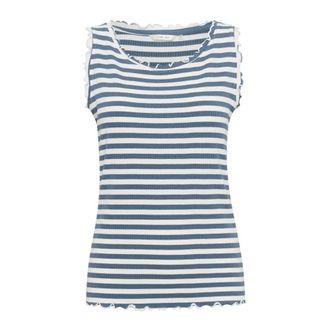 Cream Femme, Tops, Bleu, Taille: 44 FR Haut Ray&eacute; avec Bords Boucl&eacute;s