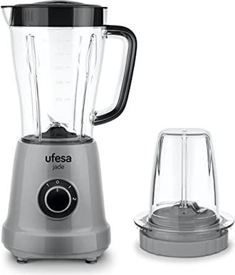 Ufesa BS4709 Jade Standmixer + Gewürzmühlen-Zubehör, 500 W, 1.5L Krug, 2 Geschwindigkeiten + TURBO, 4 Edelstahlklingen, BPA-frei