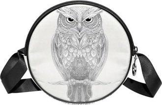 Generic Sac &agrave; bandouli&egrave;re circulaire pour femme, petit sac &agrave; bandouli&egrave;re Majestic Owl avec fermeture &eacute;clair, bretelles r&eacute;glables, sac &agrave; main rond d&eacute;contract&eacute; 