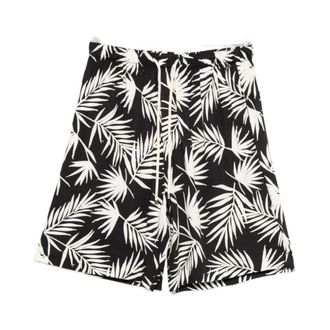 Laneus Shorts mit Blattprint - - Shorts - Herren - Schwarzk - L