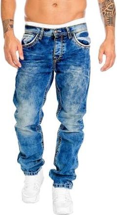 ORANDESIGNE Jeans Coupe Droite pour Hommes Jeans Stretch Coupe Slim Pantalon de Travail Couleur Pure Basique Décontracté Pantalons en Denim B Bleu Clair XXL