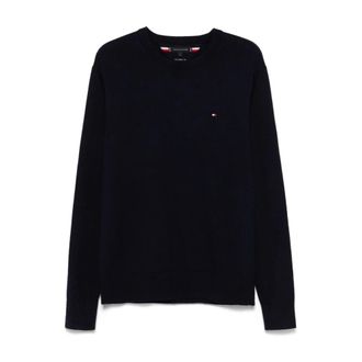 Tommy Hilfiger Rundhalspullover mit Logo - - Knitwear - Herren - Blau - L