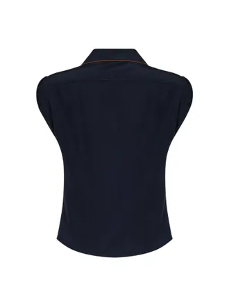 Max Mara Womens Shirt Mstskipper Blue Cr&ecirc;pe De Chine Silk