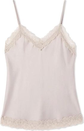 Oltre Femme, Tops, Gris, Taille: 40 FR Top en satin et dentelle
