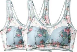 Generic Lot de 2 Soutien-Gorge Confort rafra&icirc;chissant en Dentelle de Soie glac&eacute;e, Soutien-Gorge Anti-affaissement sans Armatures, Soutien-Gorge Push-up sans C