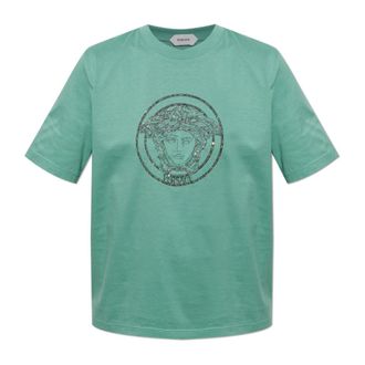 Versace Femme, Tops, Vert, Taille: 40 FR T-shirt avec cristaux scintillants