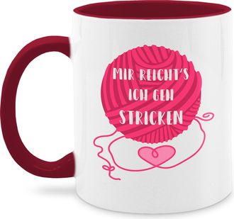 Shirtracer Tasse Tassen 325ml - Statement - Mir reichts ich geh stricken - 325 ml - Bordeauxrot - statements strickmotiven kaffeebecher stricktassen kaffetassen 