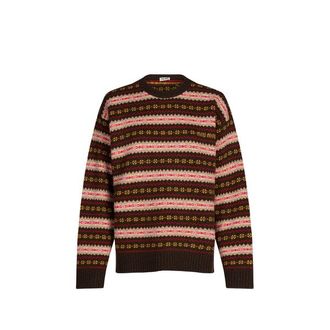 Miu Miu Pull ample col rond &agrave; motif en laine vierge