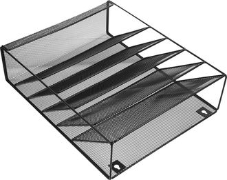 DOITOOL Wandmontierter Aktenhalter aus Drahtgeflecht 6 F&auml;cher B&uuml;ro Organizer f&uuml;r Dokumente Zeitschriftenhalter und Aufbewahrung Schwarzer Wandhalter f&uuml;r Arbei