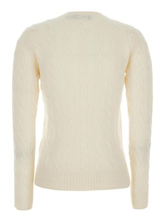 Polo Ralph Lauren Womens Cable Knit Sweater Julianna White Wool Tops Top