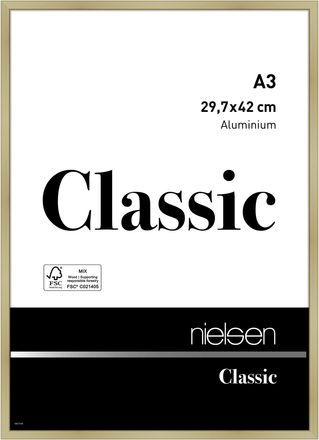 Nielsen Design Bilderrahmen, 29,7 x 42 cm (A3), Aluminium, Gold matt, Posterrahmen zum Aufh&auml;ngen im Hoch- & Querformat, Echtglas, Classic