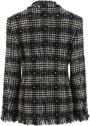 Giuseppe Di Morabito Tweed and Rhinestone Blazer - Black