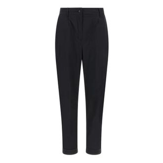 Kiton Femme, Pantalons, Noir, Taille: 40 FR Pantalon en popeline de coton stretch