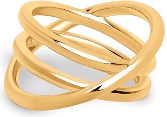 Singularu Trinity Ring. Messing mit 18 Kt Vergoldeter Beschichtung. Schmuck für Damen. Größe 16