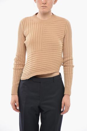 Stella McCartney Gerippter Rundhalspullover mit asymmetrischem Saum Stella McCartney
