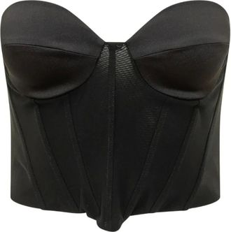 Actualee Femme, Tops, Noir, Taille: 38 FR Bustier avec inserts en maille