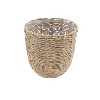 CB Home & Style Pflanztopf Rattan Natur mit Folie Pflanzkübel Blumentopf Blumenkübel (Natur, 29x29x30cm)