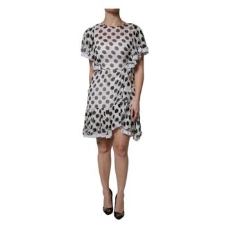 Dolce & Gabbana Wei&szlig;es A-Linien-Kleid aus Seide mit Polka Dots - - Dresses - Damen - Wei&szlig; - XS