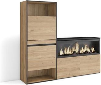 Skraut Home | Schuhregal, Schuhschrank | Schuhaufbewahrung | 167x145x35 cm | F&uuml;r Schlafzimmer, Zimmer | Elektrokamin XXL | Moderner Stil | Eiche