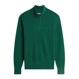Tommy Hilfiger Pullover mit Viertelrei&szlig;verschluss aus Baumwolle und Kaschmir - - Sweatshirts & Hoodies - Herren - Gr&uuml;n - M