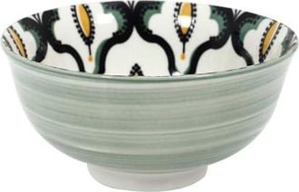 The Home Deco Factory KA5585, Green Mandala Ceramic Bowl, Ideal for Aperitifs and Desserts, Practical and Elegant, Dishwasher Compatible, Dimensions D12 cm, Green Color
