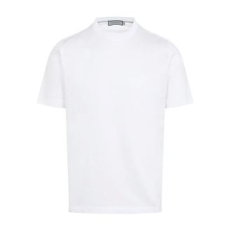 Canali Homme, Tops, Blanc, Taille: M T-shirt en coton Lisle avec double col