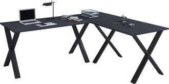 VCM Holz Schreibtisch/Eckschreibtisch schlicht / 190x160 / L Form Links oder rechts/Arbeitstisch Platte 50 cm tief/Computertisch B&uuml;rom&ouml;bel - Lona X