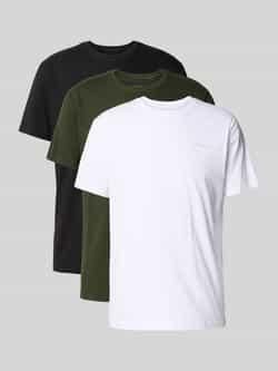 Tom Tailor Regular Fit T-Shirts mit Logo-Schriftzug im 3er-Pack