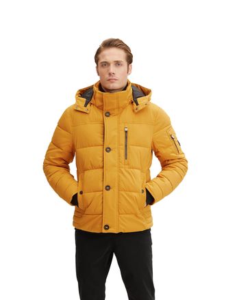 Tom Tailor Herren Puffer Jacke mit abnehmbarer Kapuze 1032486, 10680 - Flame Brown, XL